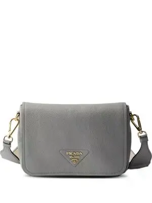 Prada Mini Leather Shoulder Bag - Grey