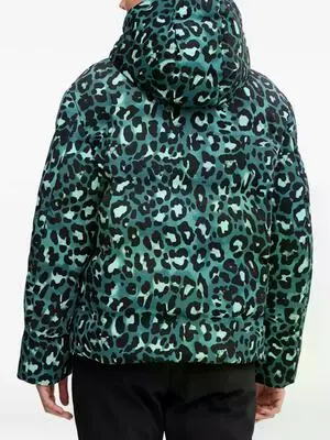 EA7 Hooded Leopard-print Jacket