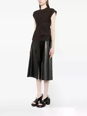 LEMAIRE Sleeveless Buttoned Top In Merino Blend - Brown