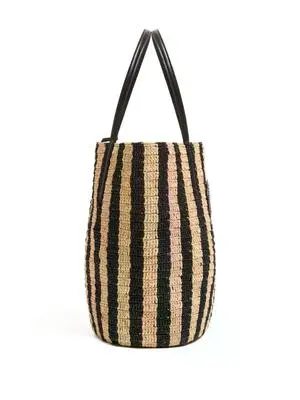 Valentino Garavani Striped Raffia Shopper - Neutrals