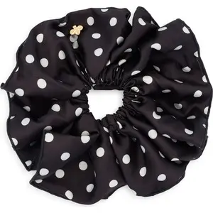 L. Erickson Dottie Polka Dot Scrunchie - Black/white