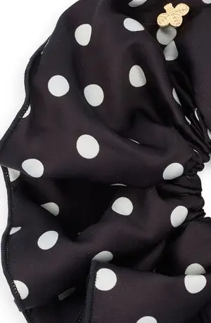 L. Erickson Dottie Polka Dot Scrunchie - Black/white
