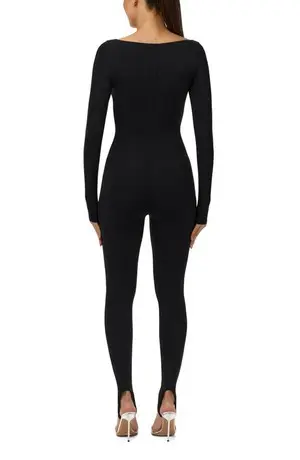 Naked Wardrobe Scoop Neck Stirrup Jumpsuit - Black