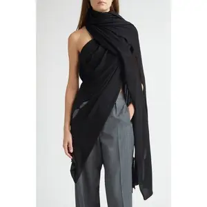 EMILY DAWN LONG River Wool Shawl - Black