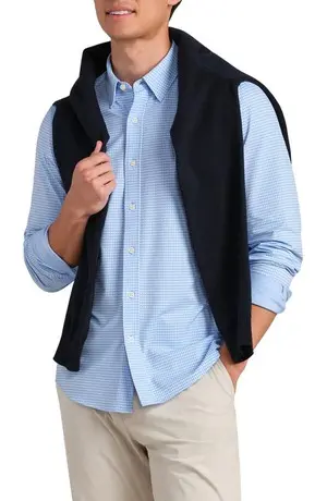 RHONE Commuter Slim Fit Gingham Check Performance Button-up Shirt - Light Blue Gingham