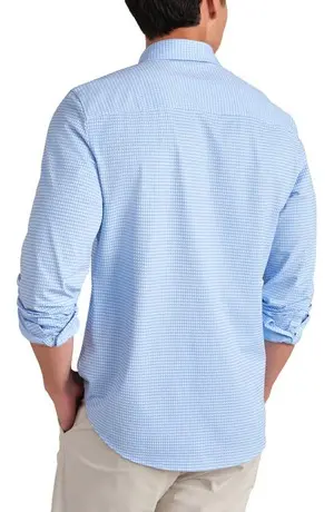 RHONE Commuter Slim Fit Gingham Check Performance Button-up Shirt - Light Blue Gingham