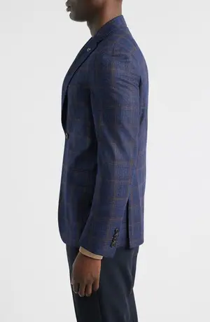 JACK VICTOR Midland Contemporary Fit Plaid Sport Coat - Navy
