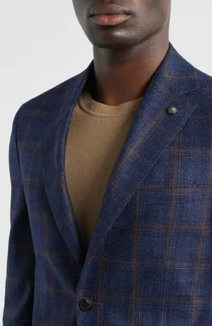 JACK VICTOR Midland Contemporary Fit Plaid Sport Coat - Navy