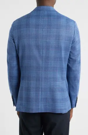 JACK VICTOR Midland Soft Constructed Plaid Stretch Wool Sport Coat