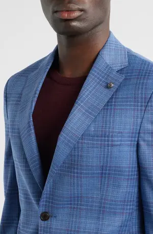 JACK VICTOR Midland Soft Constructed Plaid Stretch Wool Sport Coat