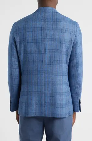 JACK VICTOR Midland Contemporary Fit Plaid Sport Coat - Blue