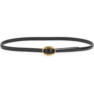 Saint Laurent Logo Buckle Leather Belt - Black