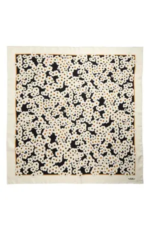 Valentino Garavani Daisy Print Silk Scarf - Black/ivory
