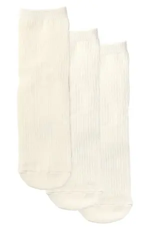 STEMS Everyday 3-pack Cotton Blend Rib Ankle Socks - Cream