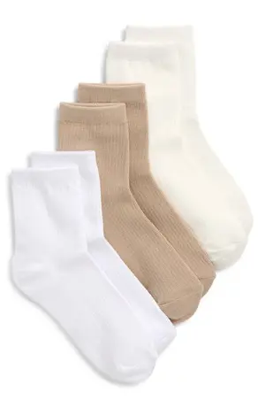 STEMS Everyday 3-pack Cotton Blend Rib Ankle Socks Neutrals