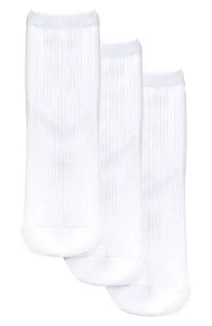 STEMS Everyday 3-pack Cotton Blend Rib Ankle Socks - White