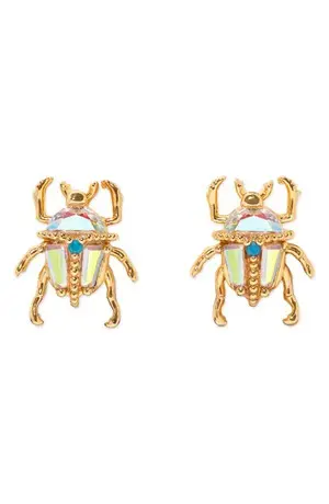 GIRLS CREW Beetle Stud Earrings - Gold Multi