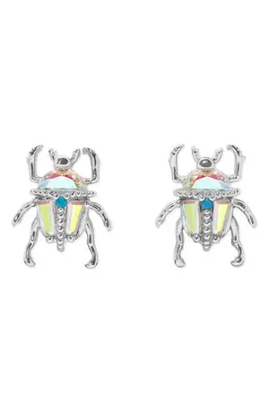 GIRLS CREW Beetle Stud Earrings - Silver Multi