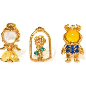 GIRLS CREW Disney Beauty & The Beast Stud Earrings Set - Gold
