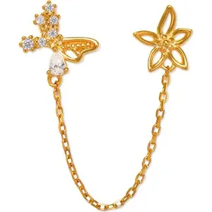 GIRLS CREW Butterfly Effect Double Piercing Chain Earring - Gold