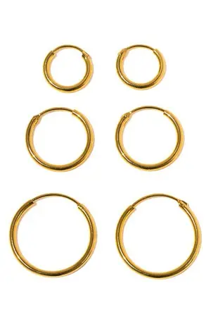 GIRLS CREW Endless Hoops Set Of 3 Hoop Earrings - Gold