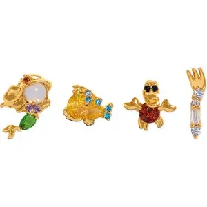 GIRLS CREW Disney Little Mermaid Stud Earrings Set - Gold