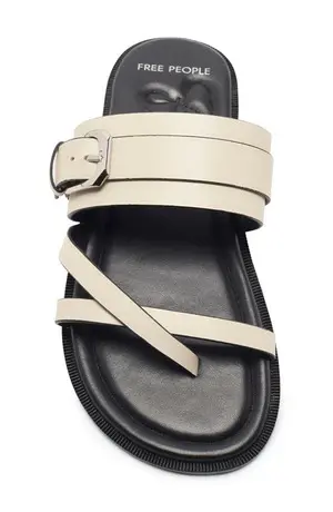 Free People Belted Cross Strap Slide Sandal - Bone Leather