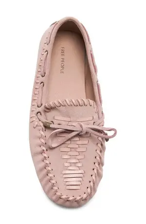Free People Misty Driving Loafer - Pearl Blush Suede