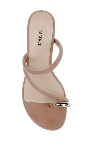 L'Agence Maritza Wedge Slide Sandal - Cappuccino Suede
