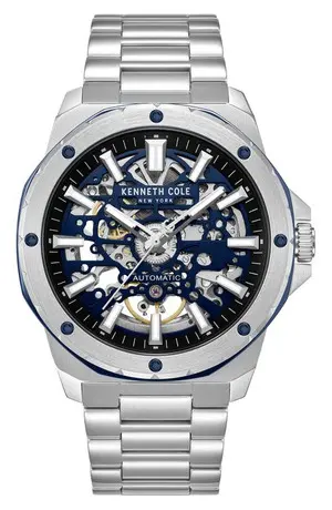 KENNETH COLE Skeleton Automatic Bracelet Watch - Silver