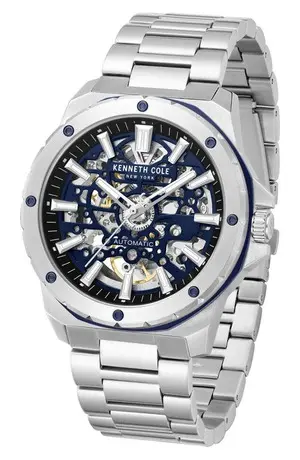 KENNETH COLE Skeleton Automatic Bracelet Watch - Silver