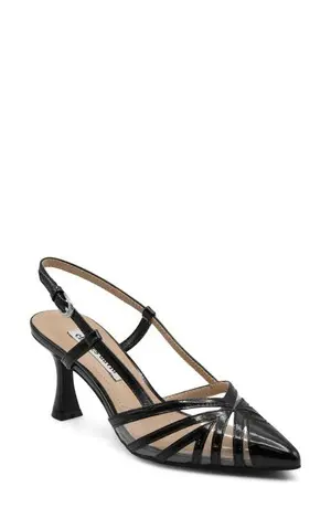 CHARLES DAVID Anaz Slingback Pointed Toe Pump - Black Patent