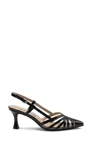 CHARLES DAVID Anaz Slingback Pointed Toe Pump - Black Patent