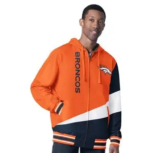 G-III SPORTS BY CARL BANKS Charcoal Denver Broncos Dual Threat Reversable Full-zip Hooded Jacket - Orange
