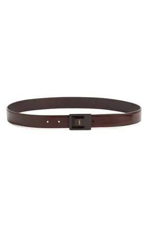 Saint Laurent La 66 Resin Buckle Calfskin Leather Belt - Red Tan/brown