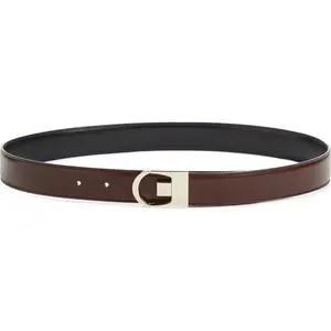 Saint Laurent Logo Buckle Reversible Leather Belt - Black/red Tan