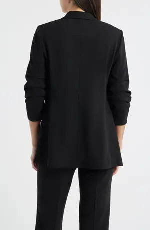 Anne Klein Scrunch Sleeve Open Front Jacket - Anne Black