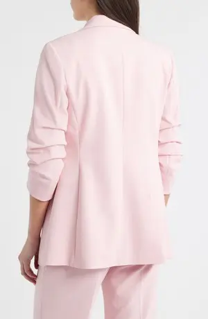 Anne Klein Open Front Scrunch Sleeve Blazer - Rose Water