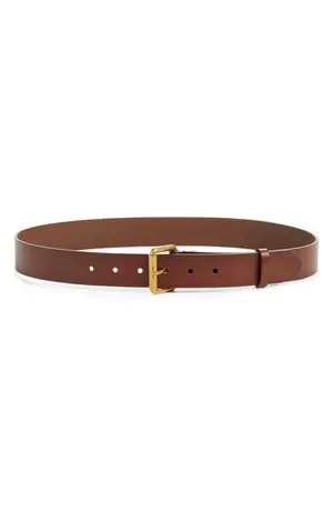 Saint Laurent Moto Calfskin Leather Belt - Dark Brown Chocolate
