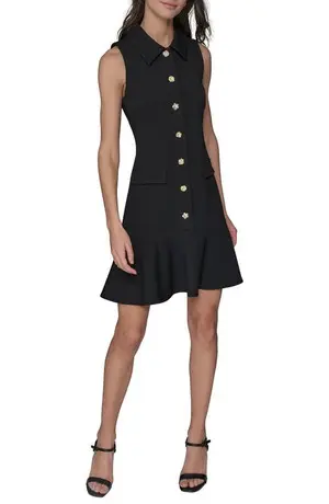 Karl Lagerfeld Floral Button Scuba Crepe Shirtdress
