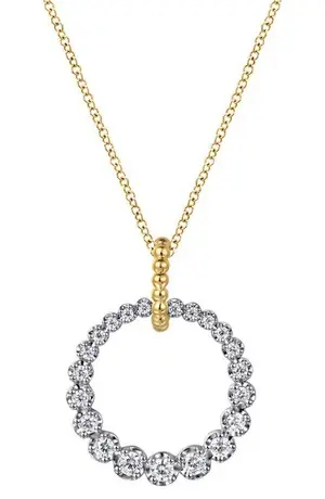 GABRIEL & CO. Diamond Circle Pendant Necklace - Two Tone