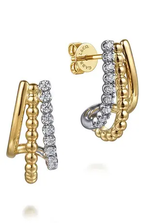 GABRIEL & CO. Bujukan Beaded Layered J-hoop Earrings - Two Tone