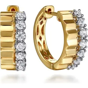 GABRIEL & CO. Diamond Huggie Hoop Earrings - Two Tone