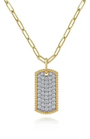 GABRIEL & CO. Diamond Dog Tag Pendant Necklace - Gold