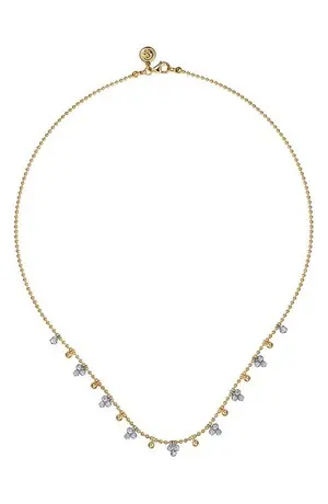 Gabriel & Co. Beaded Diamond Droplet Necklace In 14k Gold