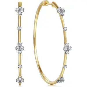 GABRIEL & CO. Classic Diamond Hoop Earrings - Gold