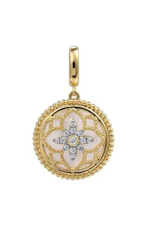 GABRIEL & CO. Diamond And Mother-of-pearl Medallion Charm - Gold