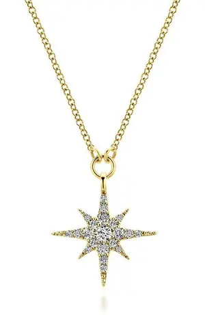 GABRIEL & CO. Diamond Starburst Pendant Necklace - Gold