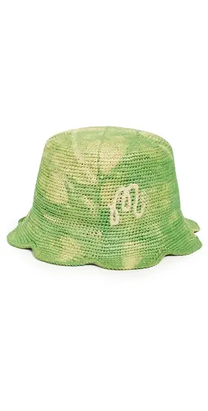 MALBON X Grateful Dead Stealie Straw Hat - Green Tie Dye