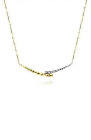 GABRIEL & CO. Beaded Diamond Bypass Pendant Necklace - Two Tone